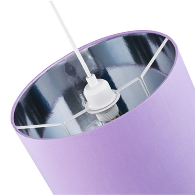 Modern Chic Lilac Cotton 12 Table/Pendant Lamp Shade with Shiny Silver ...