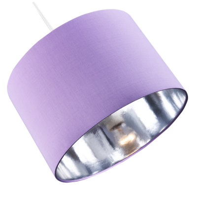 Modern Chic Lilac Cotton 12 Table/Pendant Lamp Shade with Shiny Silver ...