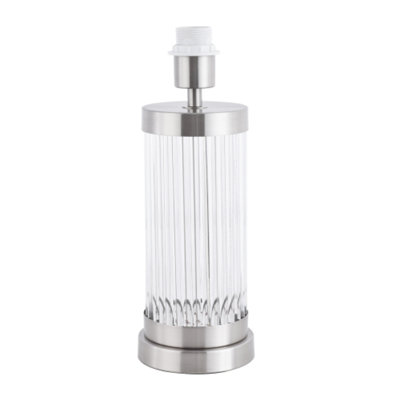 Modern Chic Table Lamp Base with Clear Ribbed Glass Column and Satin ...
