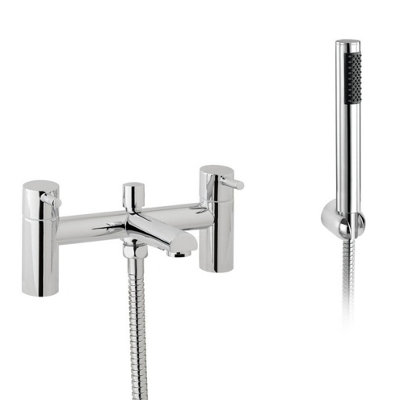 Modern Chrome Bath Shower Bridge Deck Mounted Mixer Tap And Handset