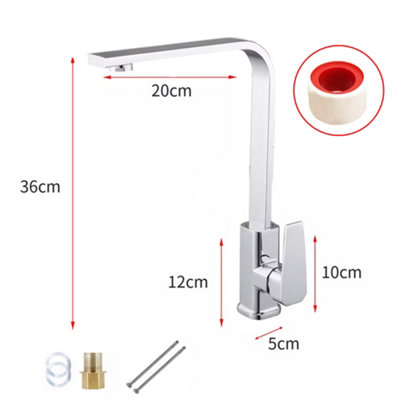 Modern Chrome Kitchen Sink Mixer Tap - Single Lever Swivel Spout