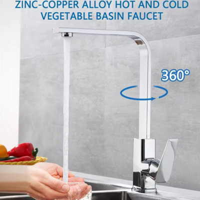 Modern Chrome Kitchen Sink Mixer Tap - Single Lever Swivel Spout