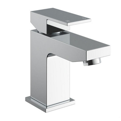 Modern Chrome Square Basin Tap Mono Mixer Faucet - Solid Brass Deck Mounted