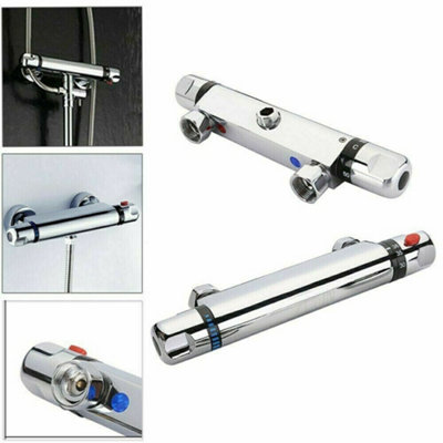 Modern Chrome Thermostatic Exposed Bar Shower Mixer Valve with 1/2 ...