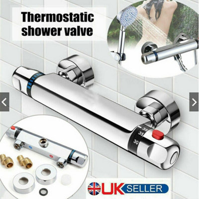 Modern Chrome Thermostatic Exposed Bar Shower Mixer Valve with 1/2 ...