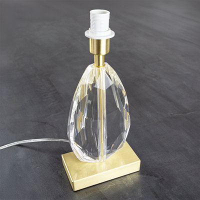 Modern Clear K9 Faceted Crystal Glass Table Lamp Base with Brushed Gold ...