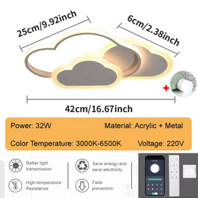 Modern Cloud Dimmable LED Ceiling Light for Kids' Rooms