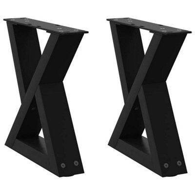 Modern Coffee Table Legs 2 pcs Black 30x(30-31.3) cm Steel