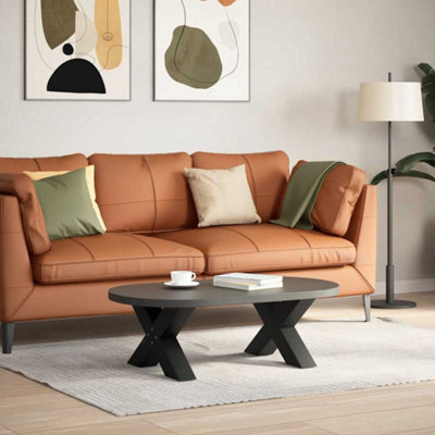 Modern Coffee Table Legs X-Shaped 2 pcs Black 50x(30-31) cm Steel