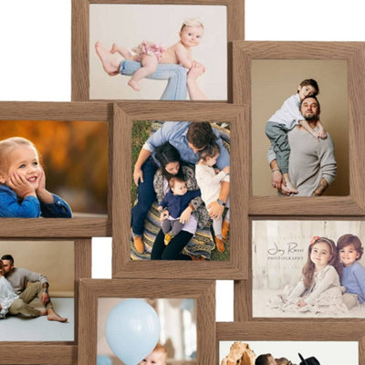 Modern Collage Photo Frame for 10x(13x18 cm) Picture Light Brown MDF