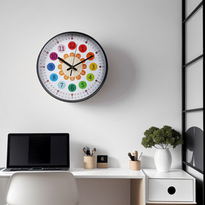 Modern Colourful Teach The Time Round Clock for Kids 12 Inch | DIY at B&Q