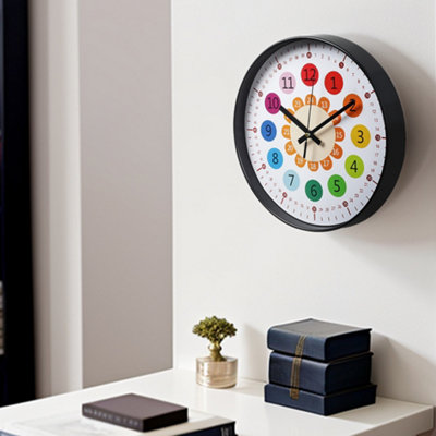 Modern Colourful Teach The Time Round Clock for Kids 12 Inch