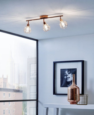 Modern Copper Geometric Ceiling Spot Light and Matching Wall Lights Set