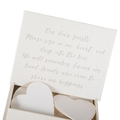 Modern Cream Beige Wedding Day Guest Message Box with Hearts and ...