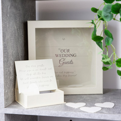 Modern Cream Beige Wedding Day Guest Message Box with Hearts and ...
