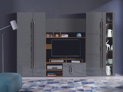 Modern Davos Basic Entertainment Unit H1960mm W3100mm D580mm with Dark ...