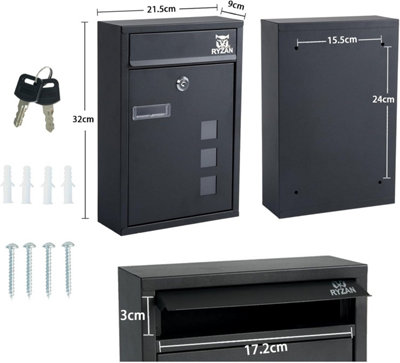 Modern Delivery Steel Post Box Wall Mounted Mailbox Letterbox with ...