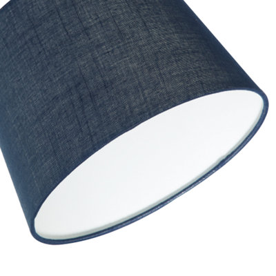 Modern Denim Effect Navy Midnight Blue Linen Fabric Drum Lamp Shade