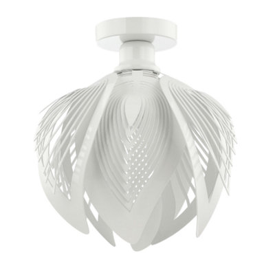 Modern Designer Semi Flush White Gloss Ceiling Light Fitting with Large ...