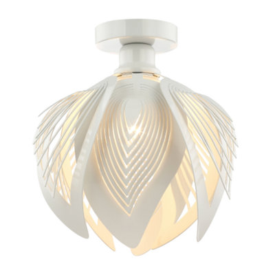 Modern Designer Semi Flush White Gloss Ceiling Light Fitting with Large ...