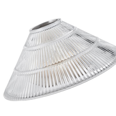 Modern Designer Transparent Ridged Glass Easy Fit Pendant Shade in Cone ...