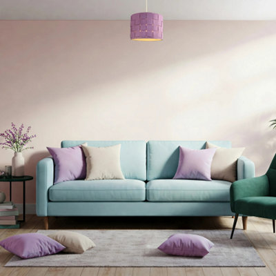 Modern Designer Woven Cross Hatch Felt Drum 10 Inch Lamp Shade in Soft ...