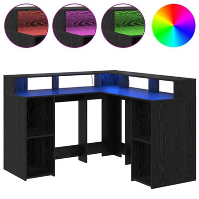 Modern Desk Black Oak 130x130x91 cm Engineered Wood