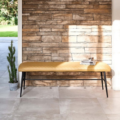 Modern Dining Bench Faux leather in mustard yellow - Ripley Faux ...