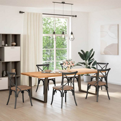 Modern Dining Table Legs V-Shape 2 pcs Natural Steel 100x(72-73.3) cm Steel