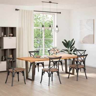 Modern Dining Table Legs V-Shape 2 pcs Natural Steel 60x(72-73.3) cm Steel