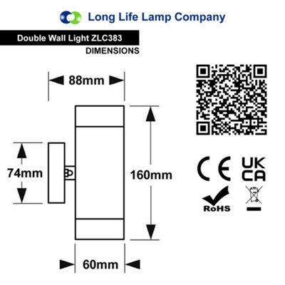 Modern Double Outdoor Wall Light Stainless Steel Brass IP65 with LED 5w ...