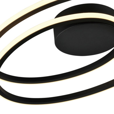 MODERN DOUBLE SWIRL STRIP LED FLUSH CEILING LIGHT FITTING IN SLEEK ...