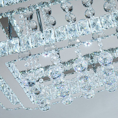 Modern Double Tiers Drop Crystal LED Flush Mount Ceiling Light Fixture ...