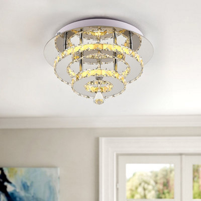 Modern Double Tiers Round Median Size Crystal LED Ceiling Light 30cm ...