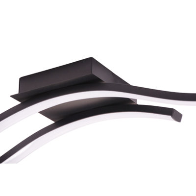 Modern Double Wavy Strip Flush LED Powered Ceiling Light Fitting in ...