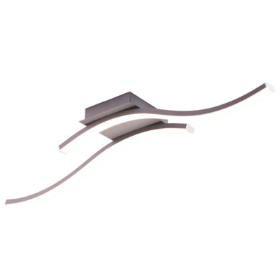 Modern Double Wavy Strip Flush LED Powered Ceiling Light Fitting in ...
