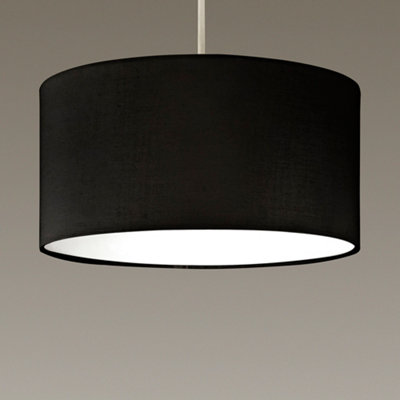 Modern Drum Black Pendant Ceiling Light Shades with Diffuser | DIY at B&Q