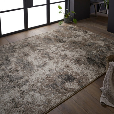 Modern Easy to Clean Multicoloured Abstract Rug for Bedroom Living Room ...