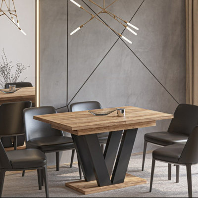 Modern Extendable Dining Table LARA 130 to 210 cm Craft Oak