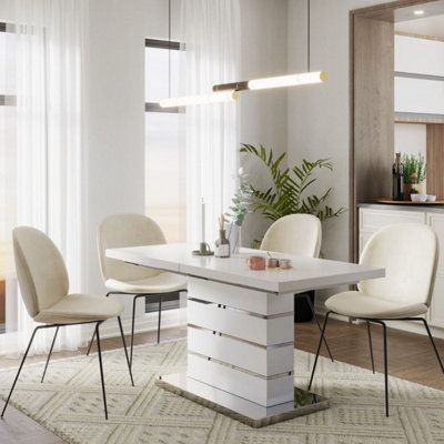 Modern Extending Dining Table in High Gloss White Frias