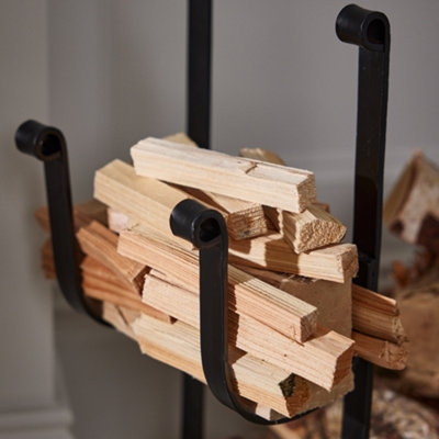 Modern Fireplace Freestanding Black Iron Fireside Firewood Log Holder ...