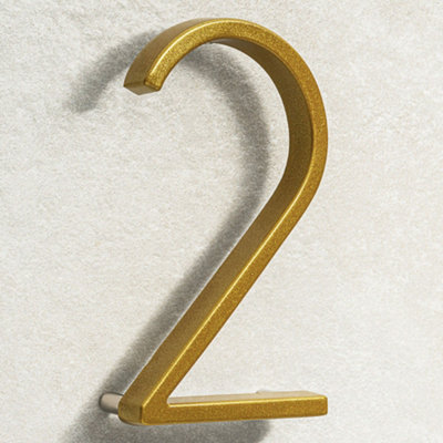 Modern Floating 3D Gold Metal House Numbers 5 Inch with Waterproof Zinc ...