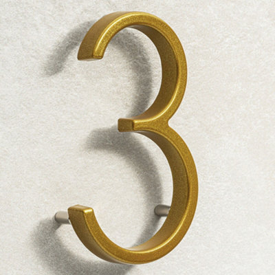 Modern Floating 3D Gold Metal House Numbers 5 Inch with Waterproof Zinc ...