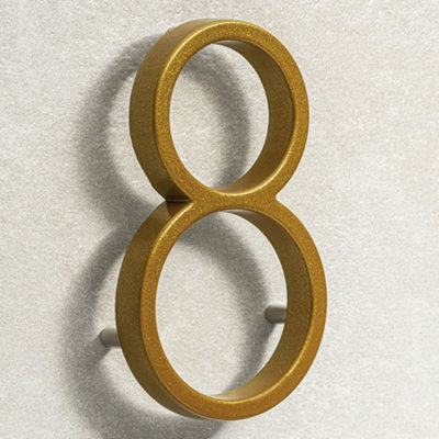 Modern Floating 3D Gold Metal House Numbers 5 Inch with Waterproof Zinc ...