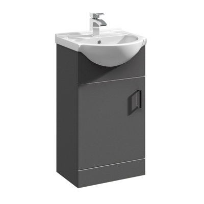 Modern Floor Standing Bathroom Single Door Vanity and Round Basin Unit ...