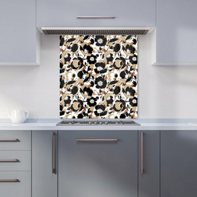 Modern Flower Pattern Premium Glass Kitchen Splashback W900mm x H750mm