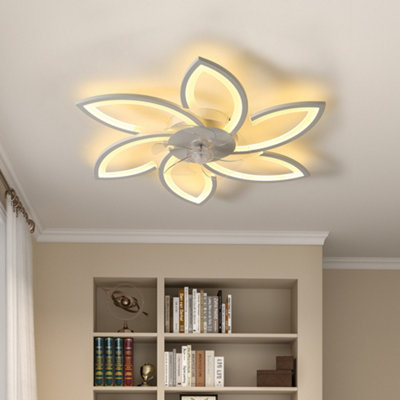 Modern Flower Shape Ceiling Fan with LED Light, 6 Speed, 78cm Dia | DIY ...