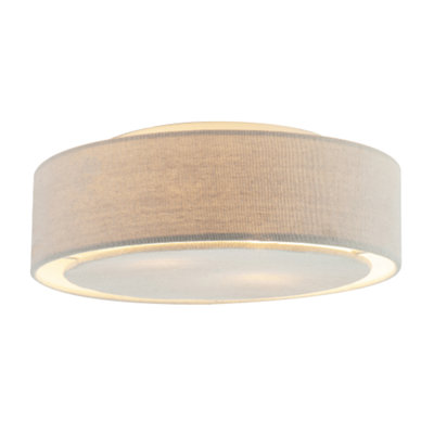 Modern Flush Linen Fabric Ceiling Light Fitting with Diffuser Plate