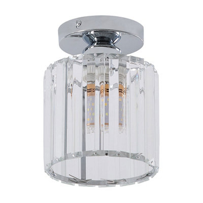 Modern Flush Mount Crystal Ceiling Light with Chrome Base G9