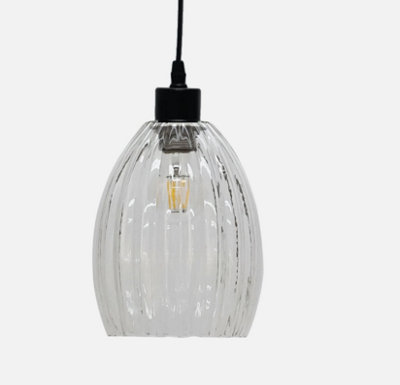 Modern Fluted Glass Easy Fit Pendant Shade Ceiling Lightshade